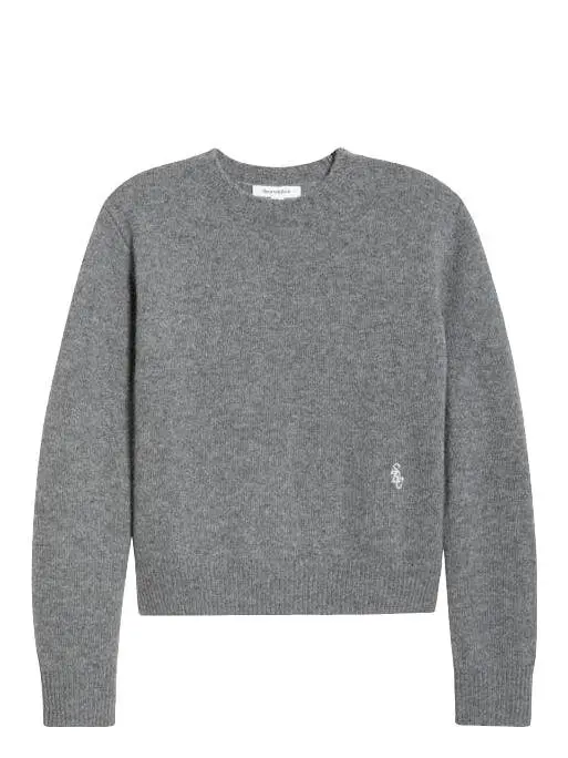 SPORTY & RICH Embroidered Logo Cashmere And Wool Sweater - Cool Gray