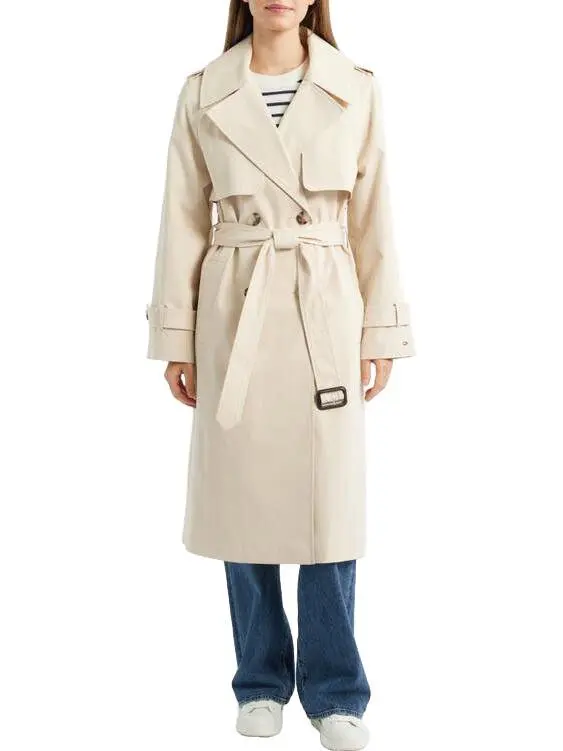 Tommy Hilfiger Longline Trench Coat With Double Gun Flap - Calico