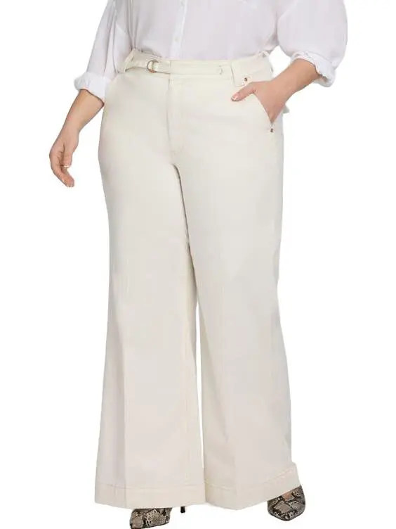 NYDJ Mia Belted High Waist Palazzo Flare Jeans - Vintage White
