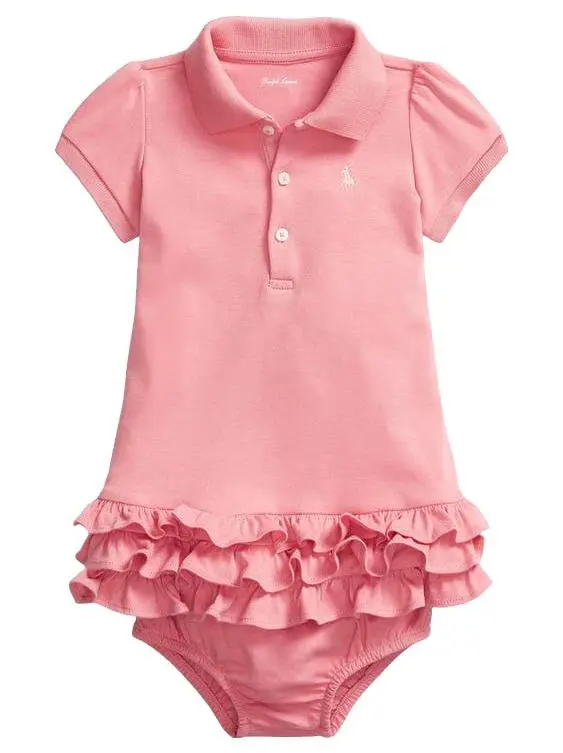 Ralph Lauren Ruffle Cotton Polo Dress With Bloomers - Desert Rose