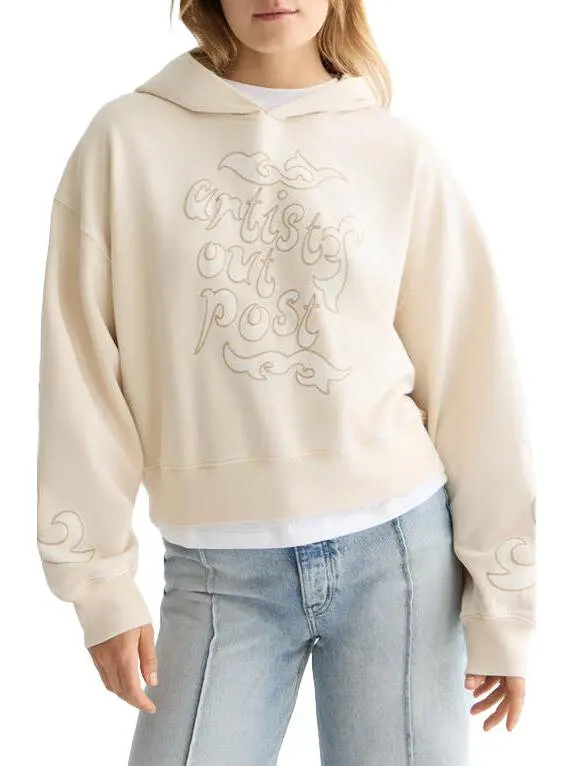 Scotch & Soda Washed Artwork Cotton Hoodie - Eggnog