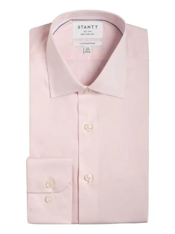 STANTT Contemporary Fit Wrinkle Resistant Cotton Twill Dress Shirt - Pink