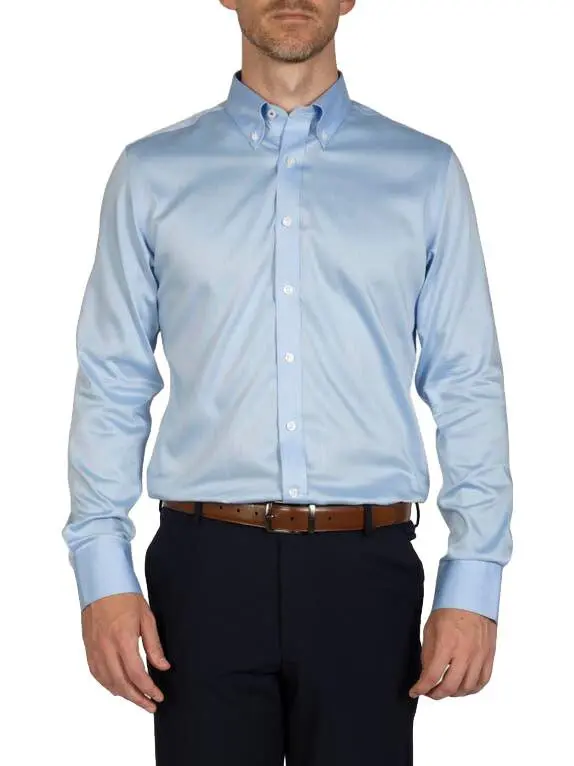 STANTT Contemporary Fit Wrinkle Resistant Cotton Twill Dress Shirt - Light Blue