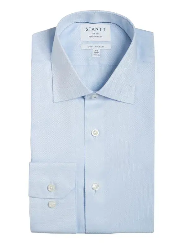 STANTT Contemporary Fit Wrinkle Resistant Cotton Dobby Dress Shirt - Sky Blue