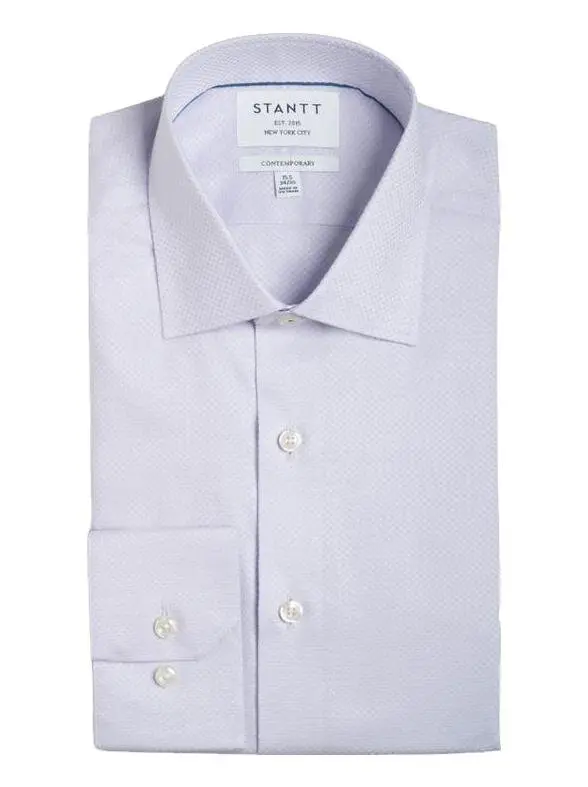 STANTT Contemporary Fit Wrinkle Resistant Cotton Dobby Dress Shirt - Lavender