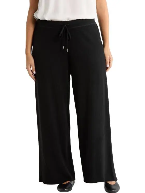 Lyssé Odessa Reversible Pull-on Wide Leg Pants - Black/pearl Grey Melange
