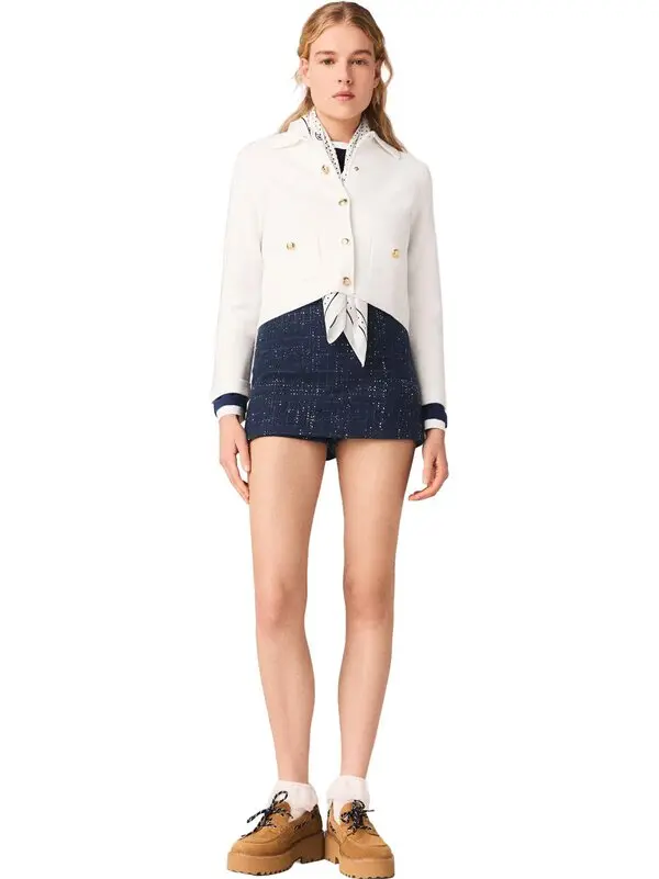 Maje Cotton Trompe-l'ail Skort - Navy