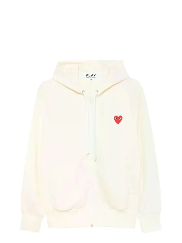 Play Comme Des Garcon Emblem Zip-up Hoodie - Neutrals