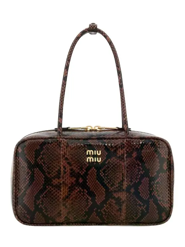 Miu Miu Medium Printed Leather Beau Shoulder Bag - Brown