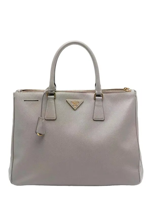 Prada Large Saffiano Lux Galleria Double Zip Tote Bag - Grey