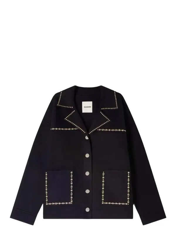 Sandro Stud-embellished Cardigan - Blue