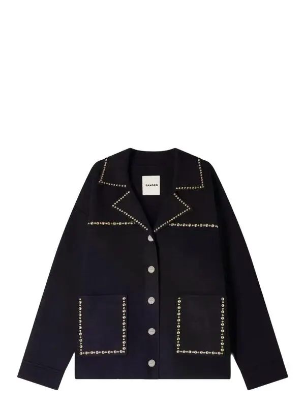 Sandro Stud-embellished Cardigan - Blue
