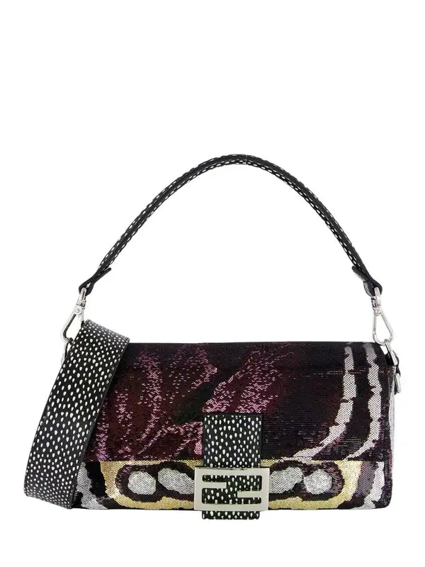 Fendi Baguette Sequinned Shoulder Bag - Black