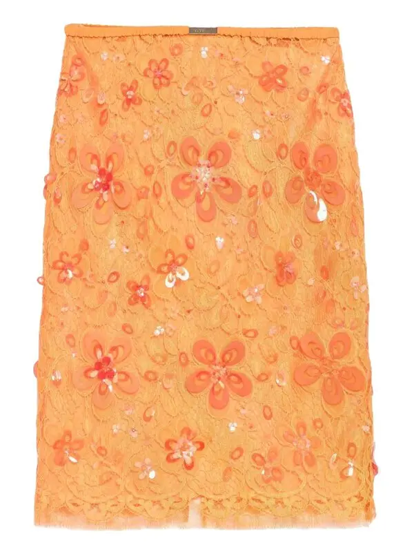 Gucci Sequin-embellished Midi Skirt - Orange