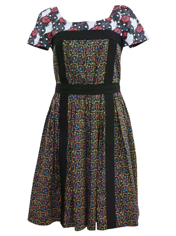 Prada Printed Midi Dress - Black