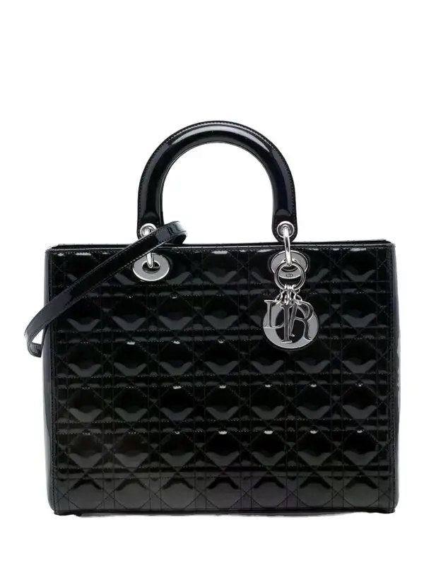 Dior 2011 Large Patent Cannage Lady Satchel - Black
