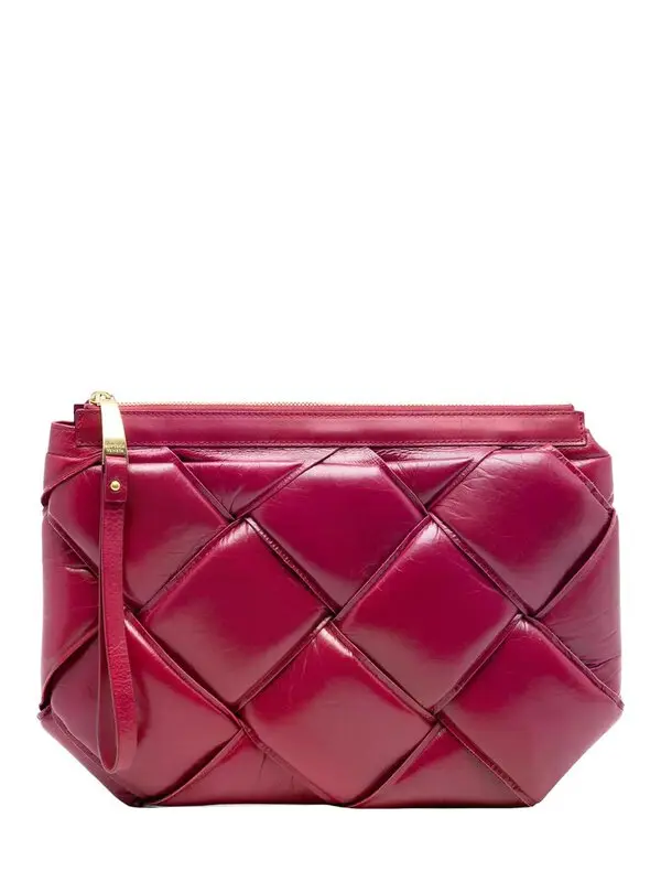 Bottega Veneta Lambskin Maxi Intrecciato Padded Pouch - Red