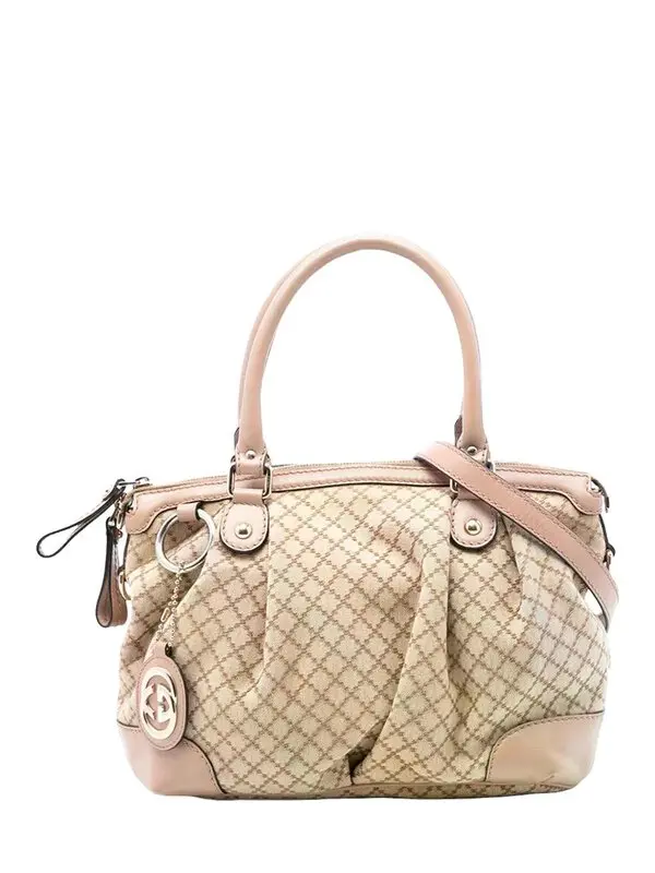 Gucci Diamante Canvas Sukey Satchel - Brown