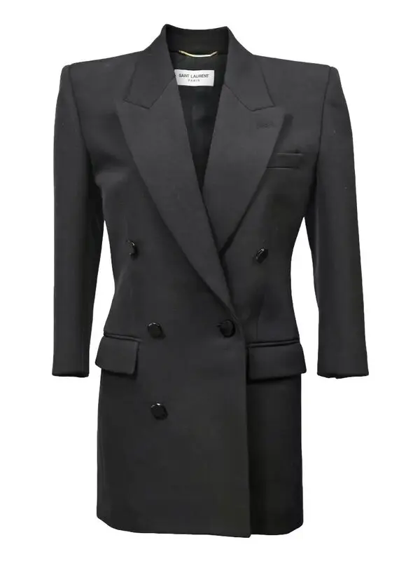 Saint Laurent Double-breasted Wool Coat - Black