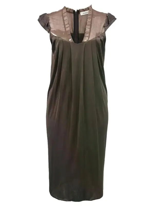 Valentino Garavani Pleated Midi Dress - Brown