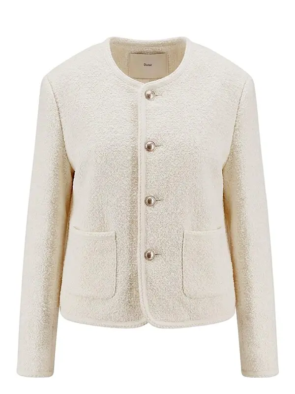 DUNST Bouclé Tweed Blazer - White