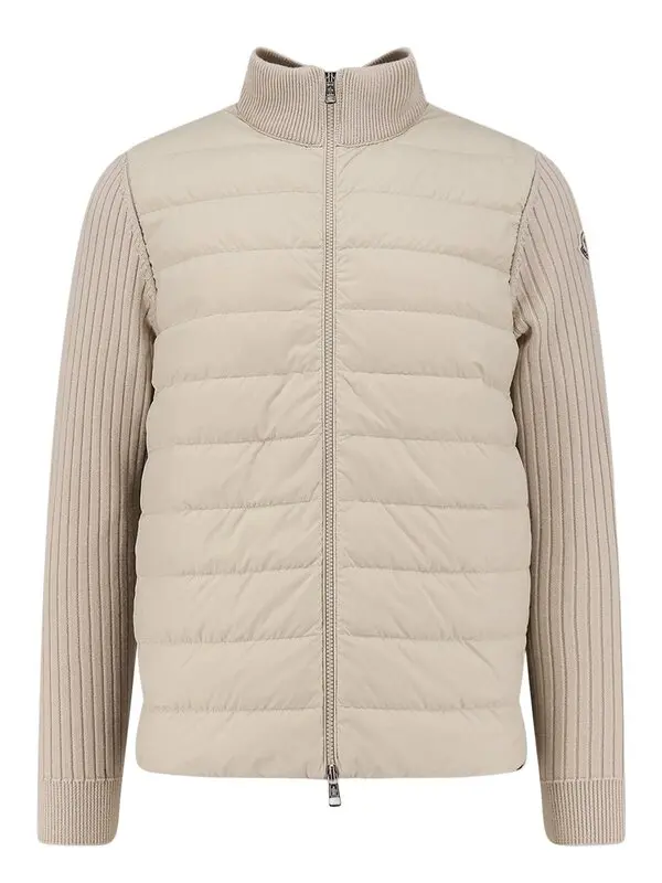 Moncler Wool Blend Padded Jacket - Beige