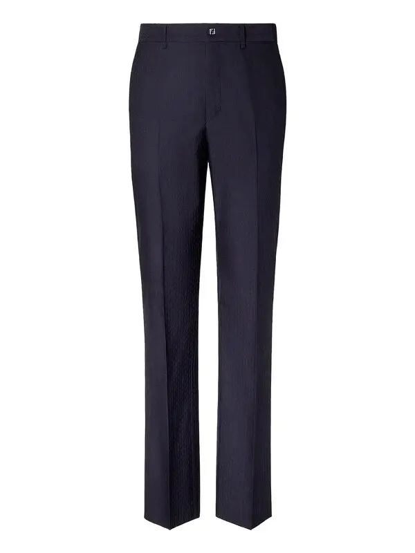 Fendi Wool Tonal Stitching Trousers - Blue