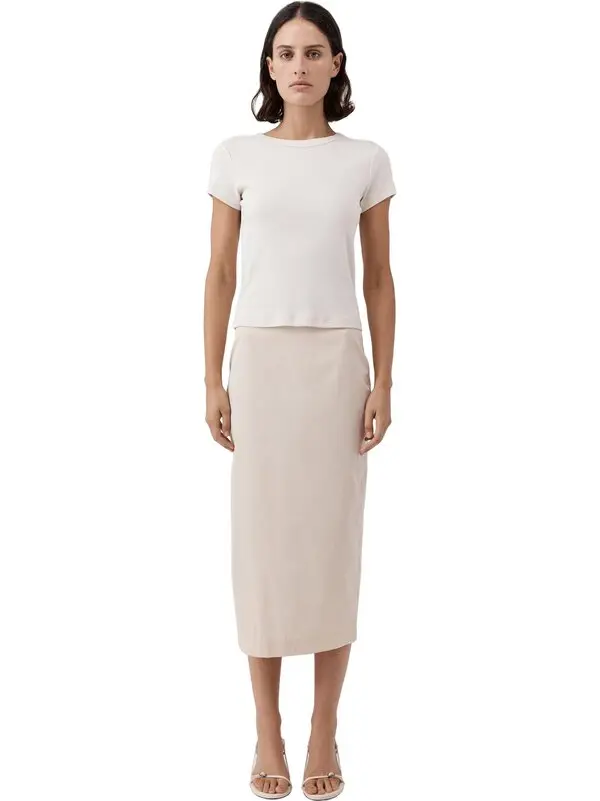 ST AGNI Paper Taffeta Column Midi Skirt - Pink Salt