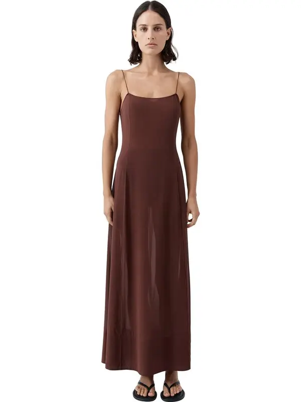 ST AGNI Sheer Silk Slip Dress - Liqueur