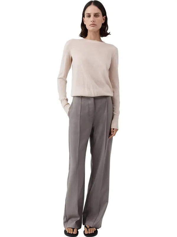 ST AGNI Merino Wool Slit Sleeve Sweater - Powder