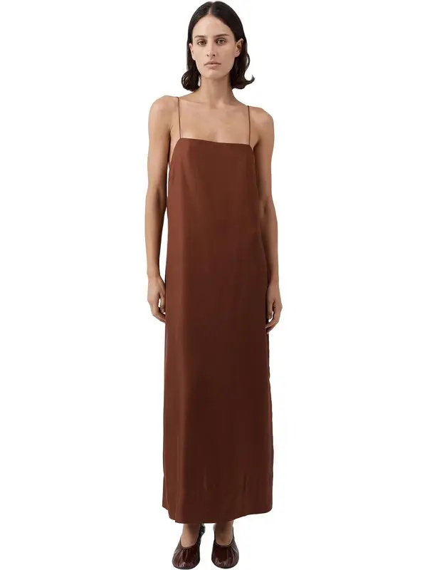 ST AGNI 90s Silk Twill Slip Dress - Brick