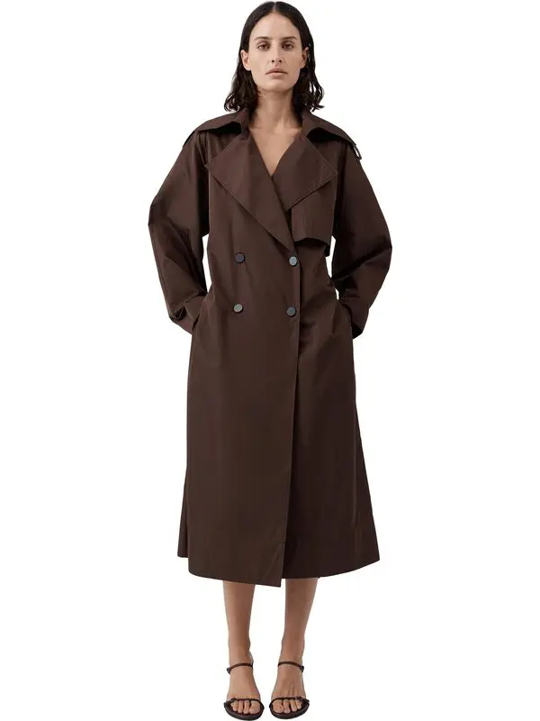 ST. AGNI Paper Taffeta Relaxed Trench - Mocha