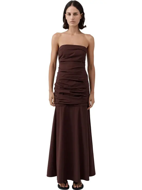 ST AGNI Gathered Strapless Maxi Dress - Liqueur