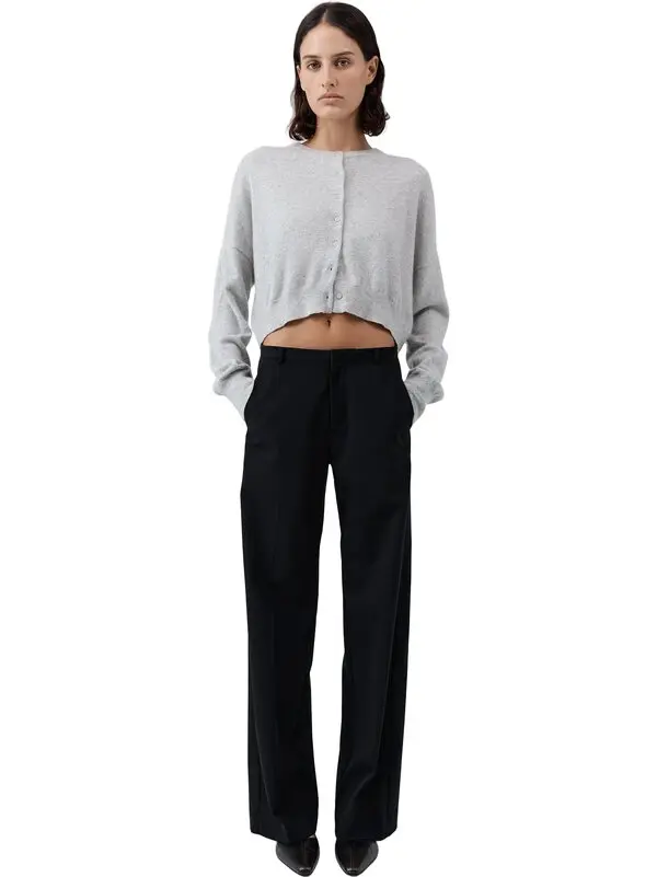 ST AGNI Cashmere Relaxed Cropped Cardigan - Grey Marle