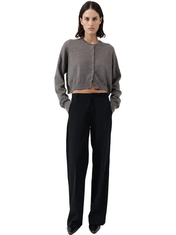 ST AGNI Cashmere Relaxed Cropped Cardigan - Doe