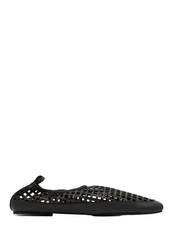 ST AGNI Perforated Square Toe Flat - Black