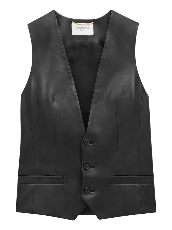 Saint Laurent Lambskin Waistcoat - Black