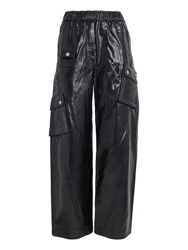 GANNI Recycled Leather-blend Cargo Trousers - Black