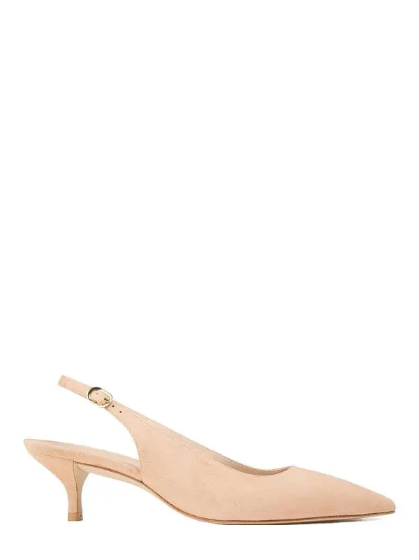STUART WEITZMAN Leigh 50 Suede Slingback Pumps - Sand