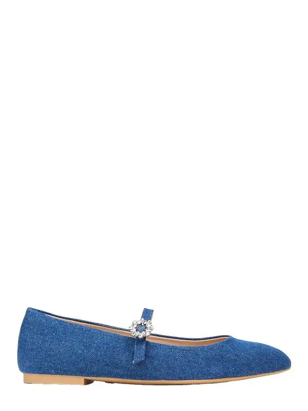 STUART WEITZMAN Aura Denim Mary Jane Flats - Mid Denim