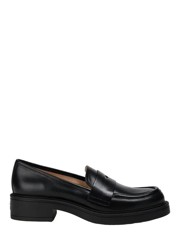 STUART WEITZMAN Louise Leather Penny Loafers - Black