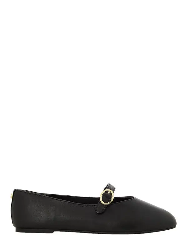 STUART WEITZMAN Kyra Leather Mary Jane Flats - Black