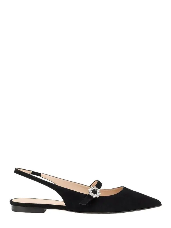 STUART WEITZMAN Aura Suede Mary Jane Slingback Flats - Black