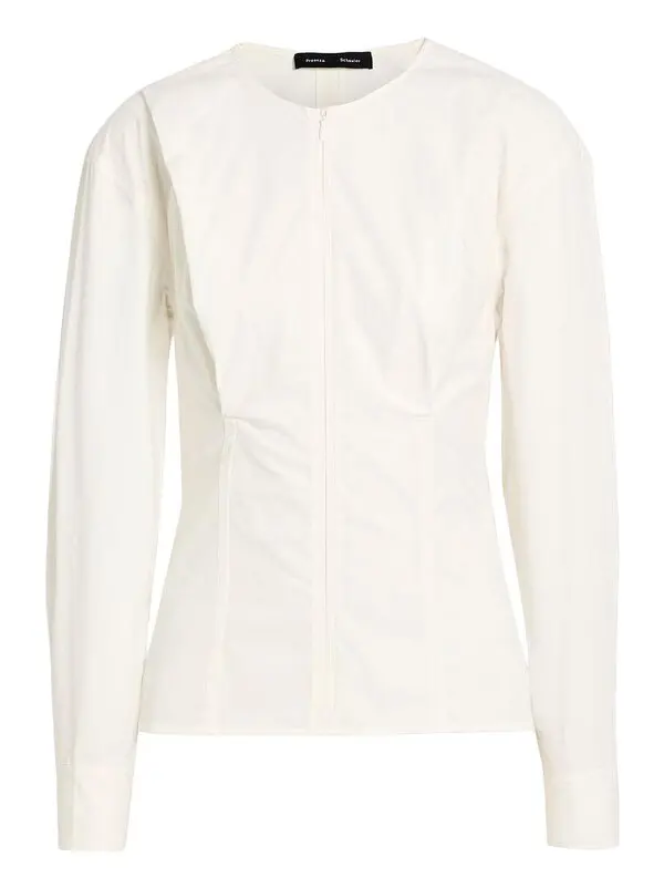 Proenza Schouler Ivonne Draped Cotton-blend Poplin Top - White