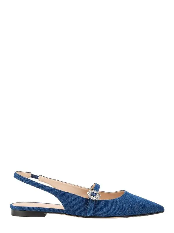 STUART WEITZMAN Aura Denim Slingback Mary Jane Flats - Mid Denim