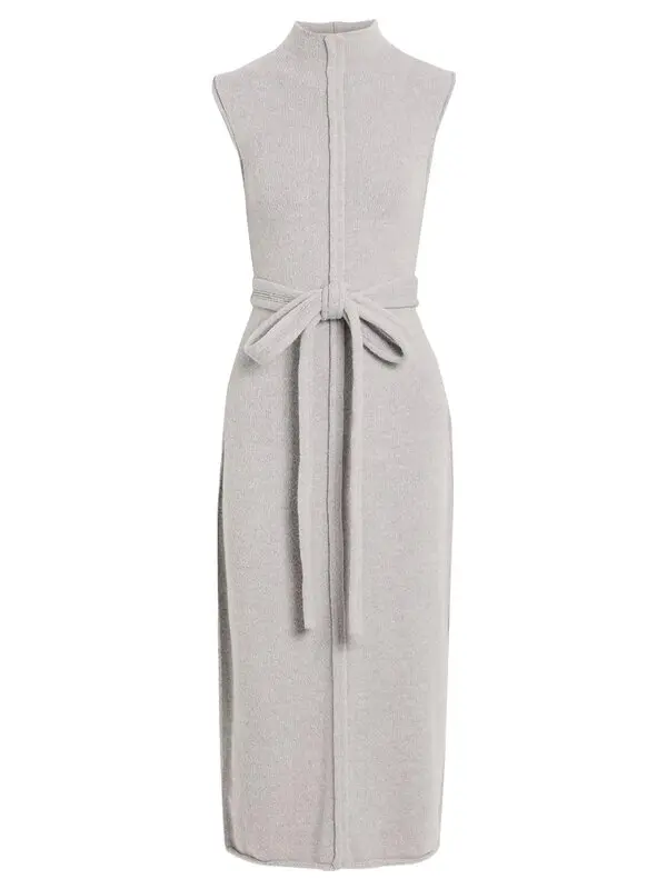 Proenza Schouler Zola Belted Knitted Midi Dress - Light Gray