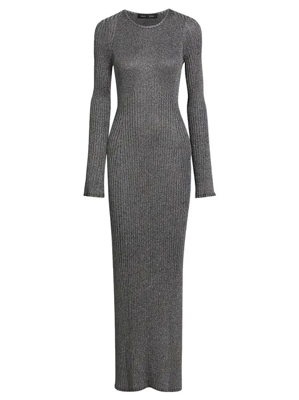 Proenza Schouler Joni Metallic Ribbed-knit Maxi Dress - Gunmetal