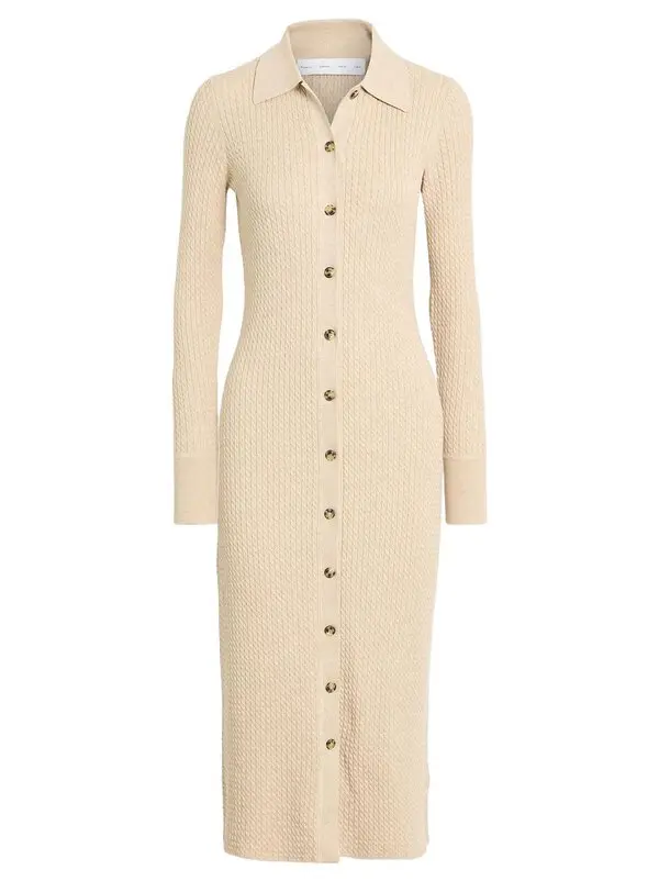 Proenza Schouler Phillips Cable-knit Midi Shirt Dress - Beige