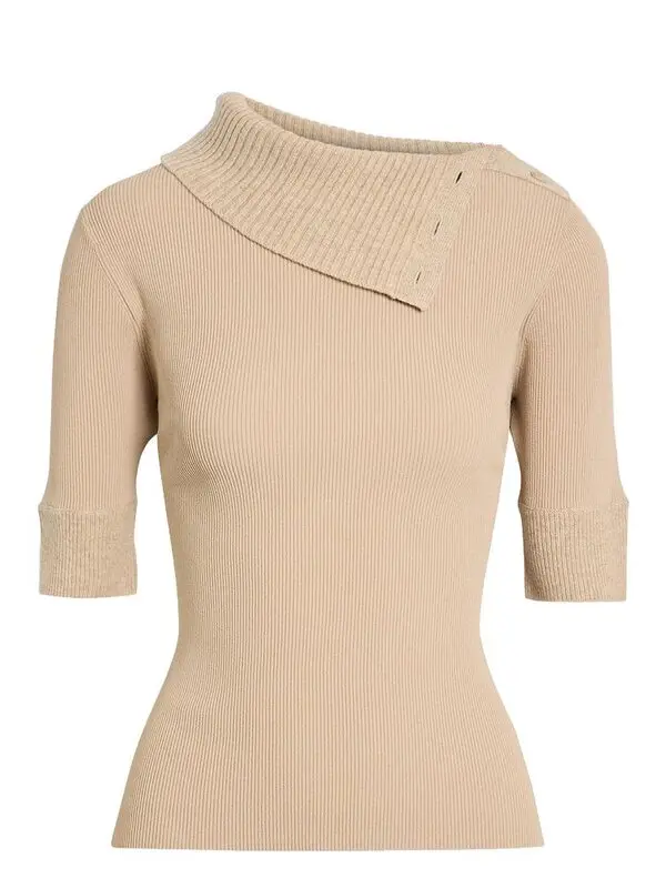 Proenza Schouler Daxton Button-detailed Ribbed-knit Turtleneck Sweater - Neutral