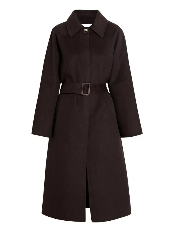 Proenza Schouler Belted Wool-blend Felt Coat - Dark Brown